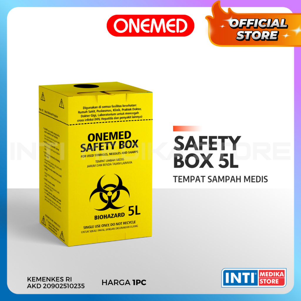 Jual ONEMED - Safety Box 5 Liter | Tempat Sampah Medis | Shopee Indonesia