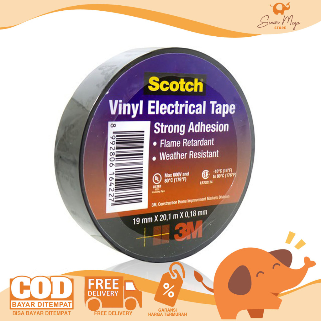 Jual 3M Scotch Vinyl Electrical Tape 19mm / Isolasi Listrik | Shopee ...