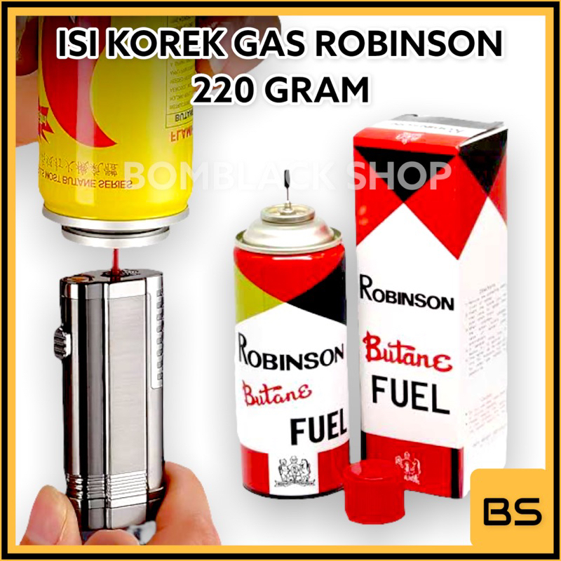 Jual Isi Ulang Minyak Korek Api Gas ROBINSON 220 Gram Isi Korek Gas ...