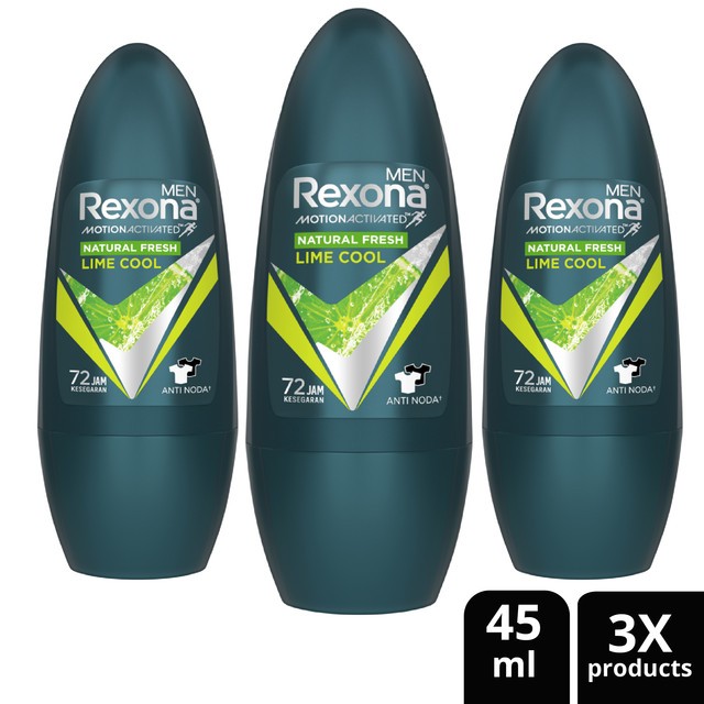 Jual Rexona Men Roll On Natural Fresh Lime Cool 45ml x 3 | Shopee Indonesia