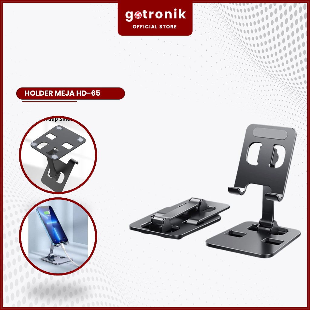 Jual Phone Holder HD65 Stand Meja Lipat Full Besi Peyangga Handphone ...