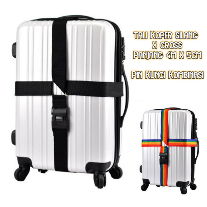 Jual 4m X Cross Tali koper silang kunci kombinasi luggage strap belt ...
