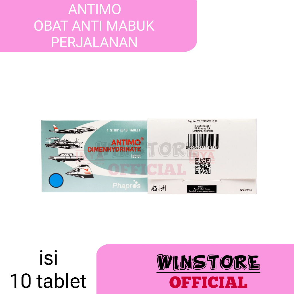 Jual ANTIMO DIMENHYDRINATE 10 Tablet - Obat Anti Mabuk Perjalanan 100% ...