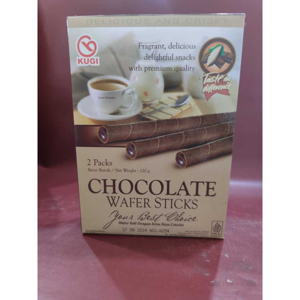 Jual Kugi Chocolate Wafer Sticks 120G - Biskuit Kue Wafer Kugi | Shopee ...