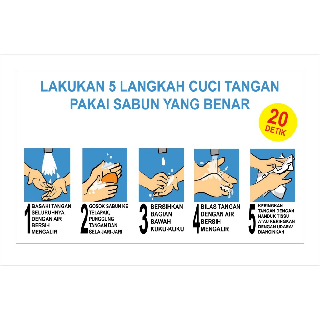Jual STIKER VINYL LIMA LANGKAH CARA CUCI TANGAN Uk. 23 x 30 CM SIGN ...
