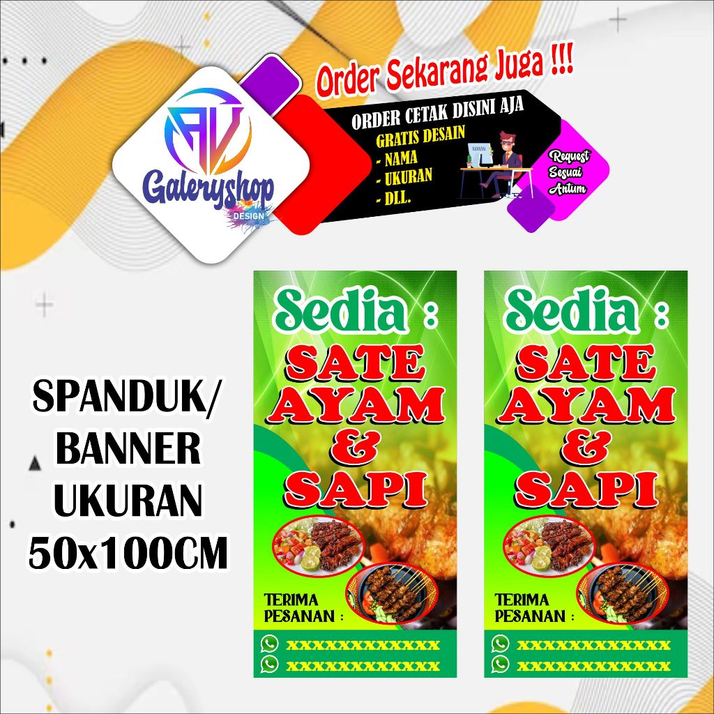 Jual mmt,spanduk,banner, plang jualan sate ayam, sapi, kambing, dll ...