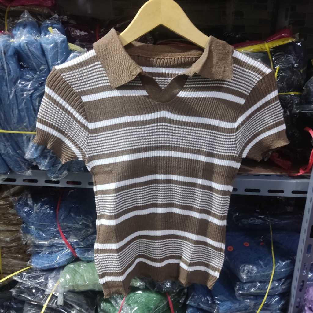 Jual Atasan Rajut Kerah Crop Lisaii/Crop Top Rajut | Shopee Indonesia