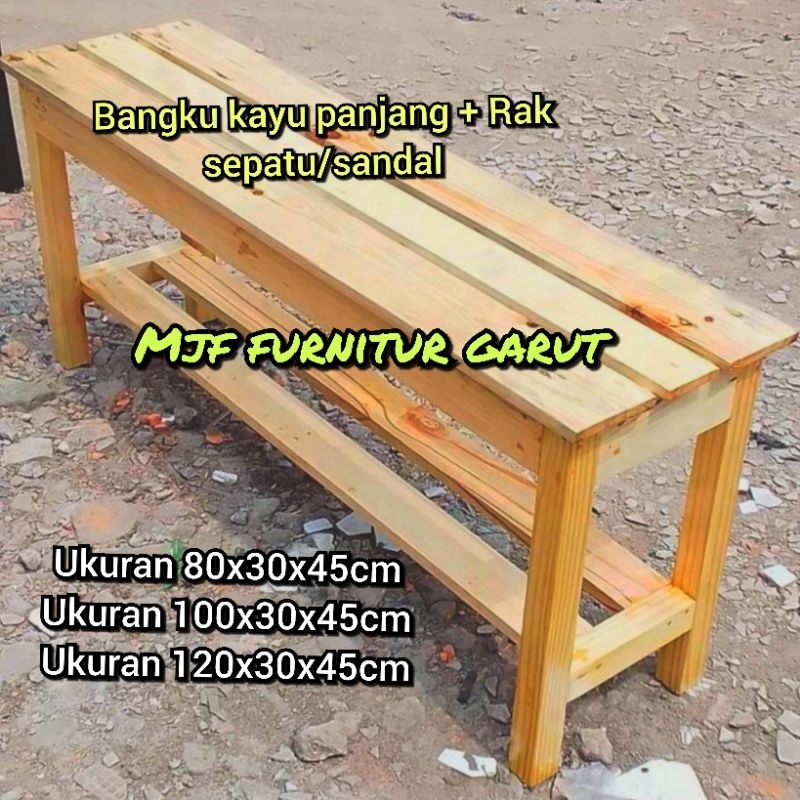 Jual Kursi kayu/Bangku kayu panjang dan rak sepatu/Bangku panjang/Rak ...
