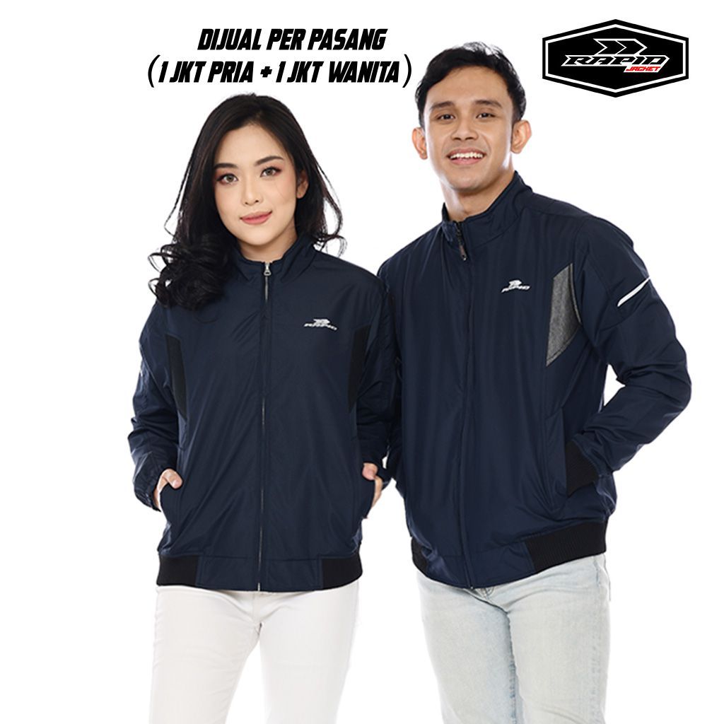 Jual Jaket bomber couple warna NAVY biru tua pria dan wanita RAPID ...