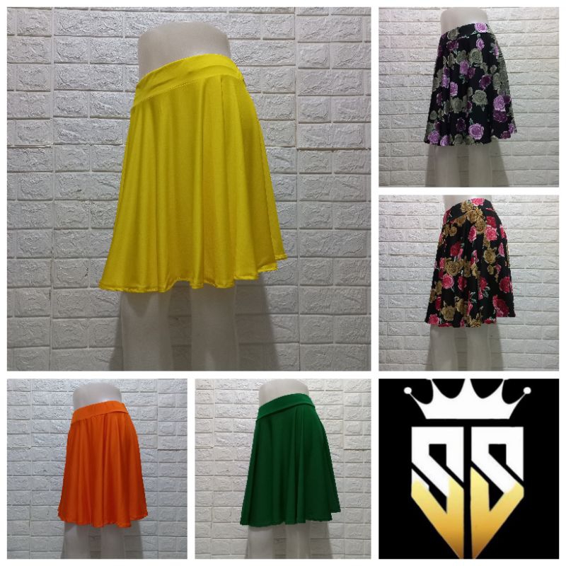 Jual Rok Senam Polos Jumbo Mini Flare Skirt Bahan Spandek Balon Panjang ...