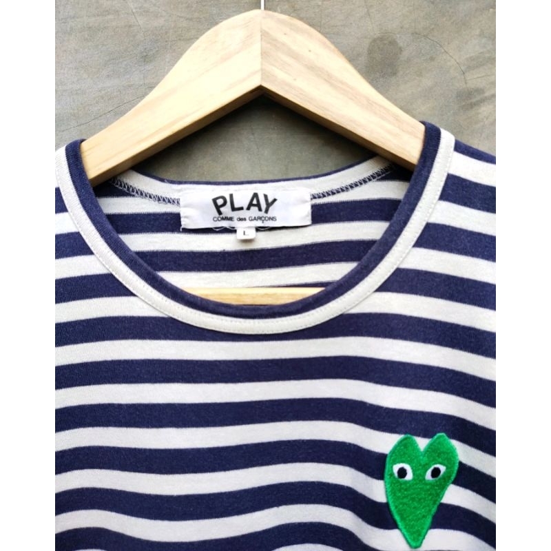 Jual Comme Des Garcons (CDG) PLAY Striped Long Sleeve Green Heart Logo ...