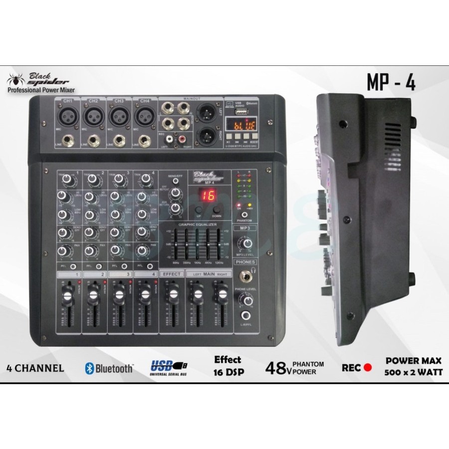 Jual POWER MIXER BLACK SPIDER MP 4 POWER BLACKSPIDER MP4 4 CHANNEL ORI ...