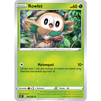 Jual POKEMON TCG INDONESIA ROWLET S10P 006/067 | Shopee Indonesia