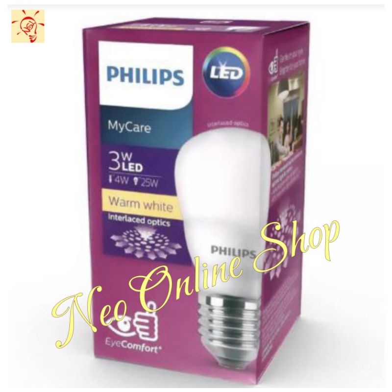 Jual Lampu Bohlam Bulb Led Mycare Philips 3 Watt Kuning/Warm White (3W 3 W 3Watt) | Shopee Indonesia