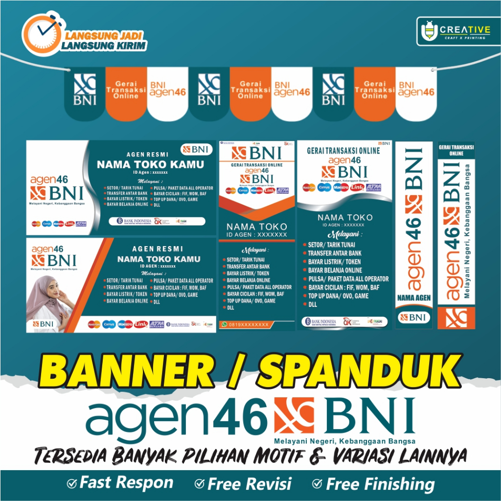 Jual Paket Banner / Spanduk Agen46 BNI (Langsung Jadi, Langsung Kirim ...