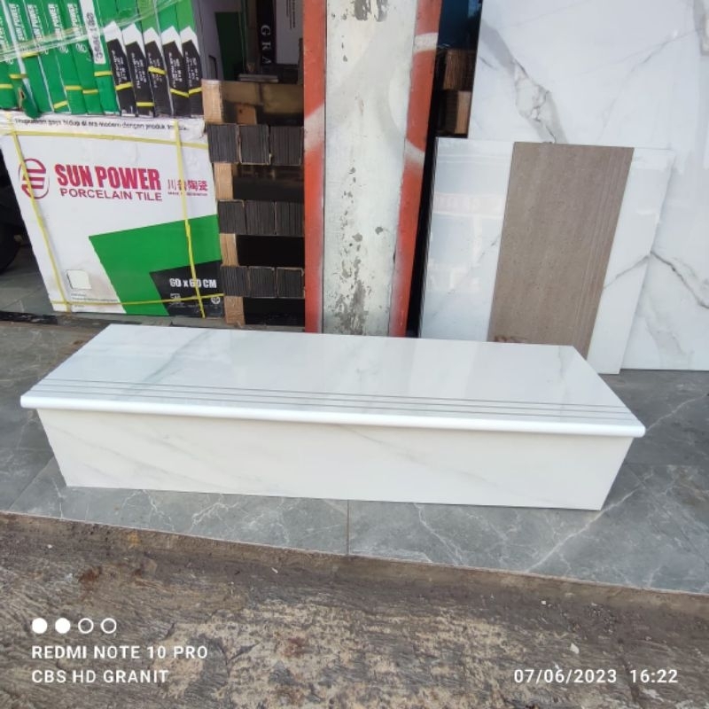 Jual granit tangga double bevel Indogress putih marble uk 30×100&20×100 ...