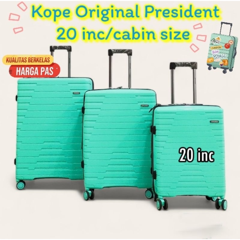 Jual Koper President 20 inc Double Zipper Original CABIN SIZE | Shopee ...