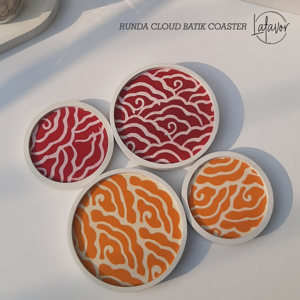 Jual Lafavor Round Cloud Batik Coaster Runda | Tatakan Gelas Batik Awan | Tatakan Lilin Batik ...