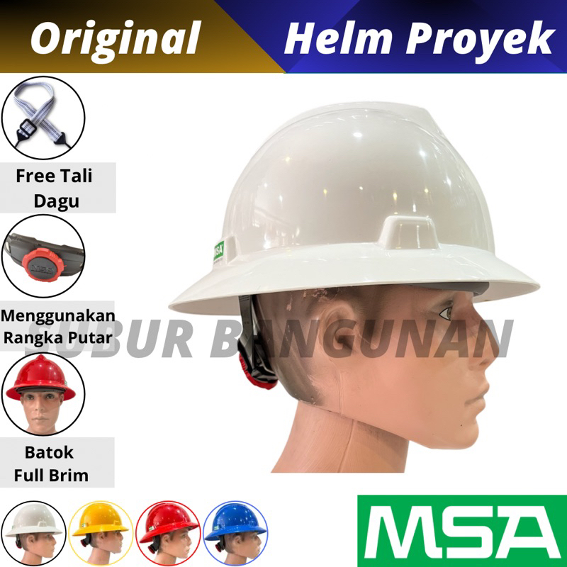 Jual Safety Helmet SNI MSA Helm Proyek FullBrim + Rangka Putar Fastrack ...