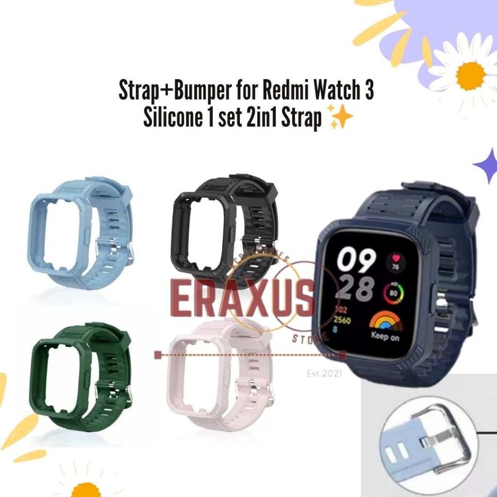 Jual Eraxus Strap Xiaomi Redmi Watch 3 2023 Tali Pengganti 2in1 Silicone Strap With Bumper Case ...