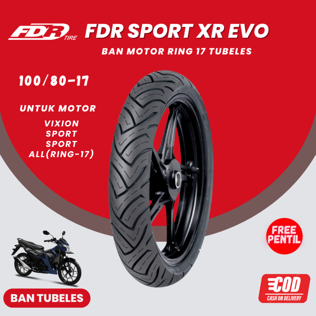 Jual Ban FDR Sport Xr Evo 100/80-17 Bonus Pentil Tubeless | Shopee ...