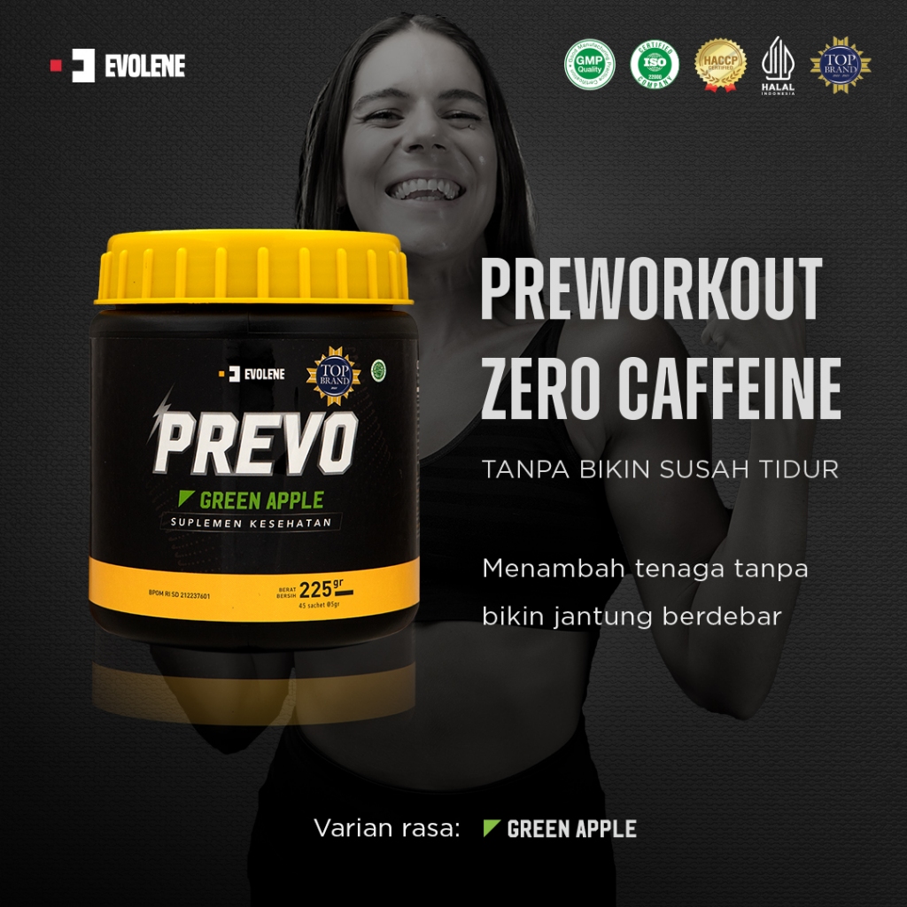 Jual Evolene Prevo 45 Sachet/225gr Pre-Workout - No Caffeine - Energy ...