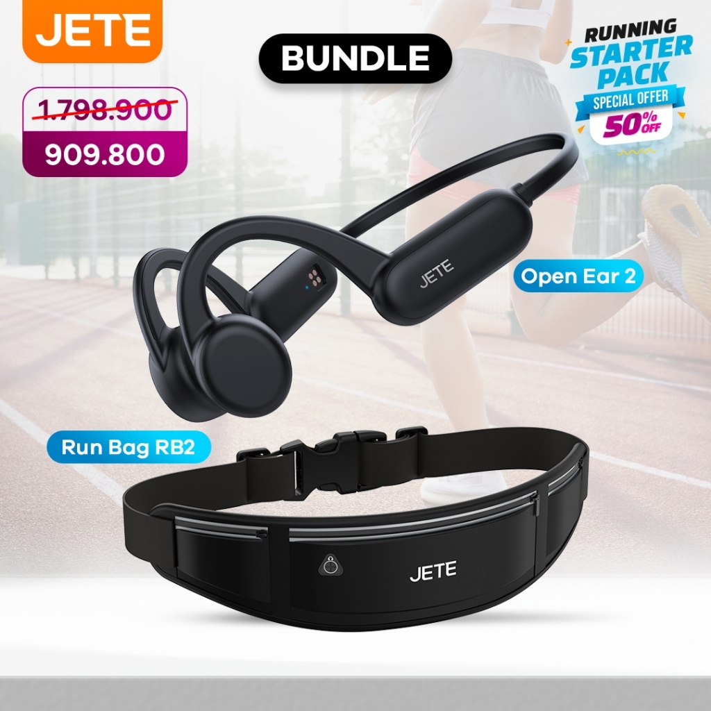 Jual Bundling Headset Bluetooth JETE Open Ear 2 Bone Conduction + Run ...