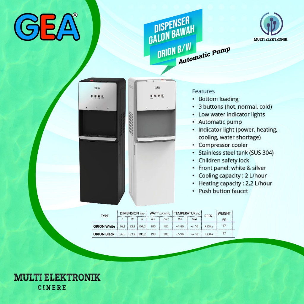Jual GEA Water Dispenser Galon Bawah Orion B/W | Shopee Indonesia