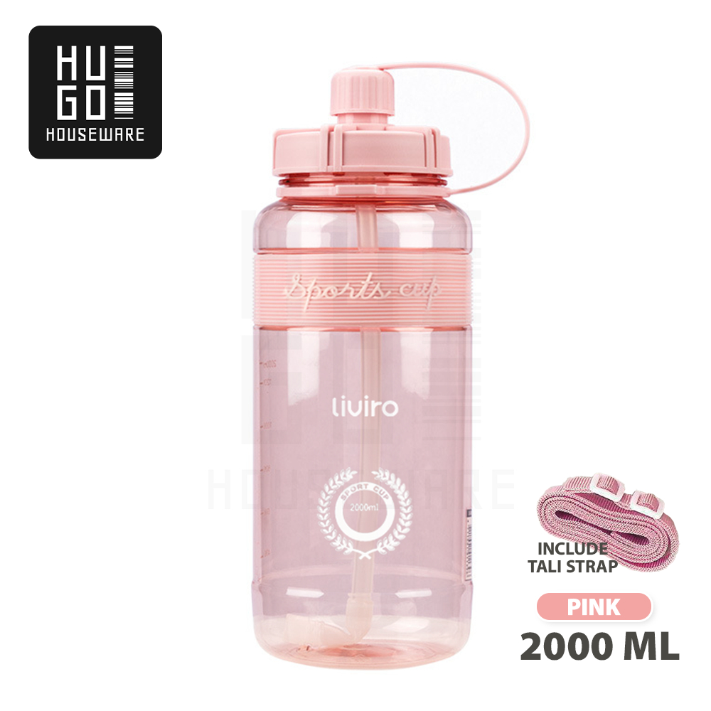 Jual HUGO Botol Minum Bening 2 Liter Besar Botol Air Anak Jumbo Premium dengan Sedotan dan Tali ...