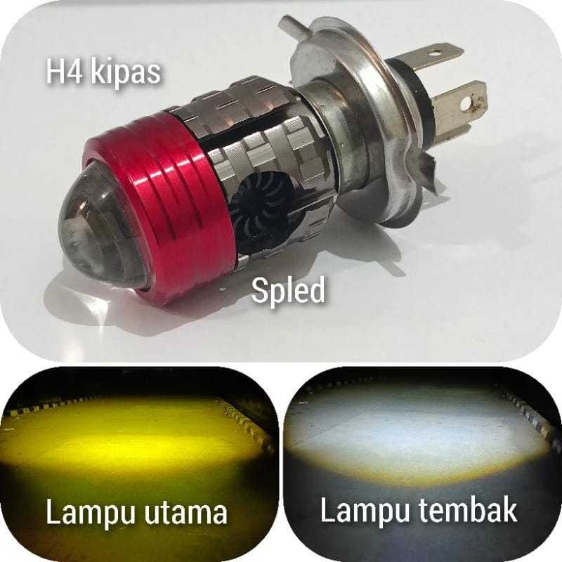 Jual Lampu Depan Motor LED Laser+Kipas Laser H4 AC DC Hi Lo 2 Warna Headlamp universal semua ...