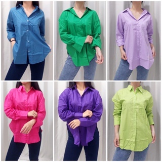 Jual SWEET WOMAN KEMEJA OLIVIA OVERSIZED POPLIN SHIRT WARNA NEON ORANGE ...