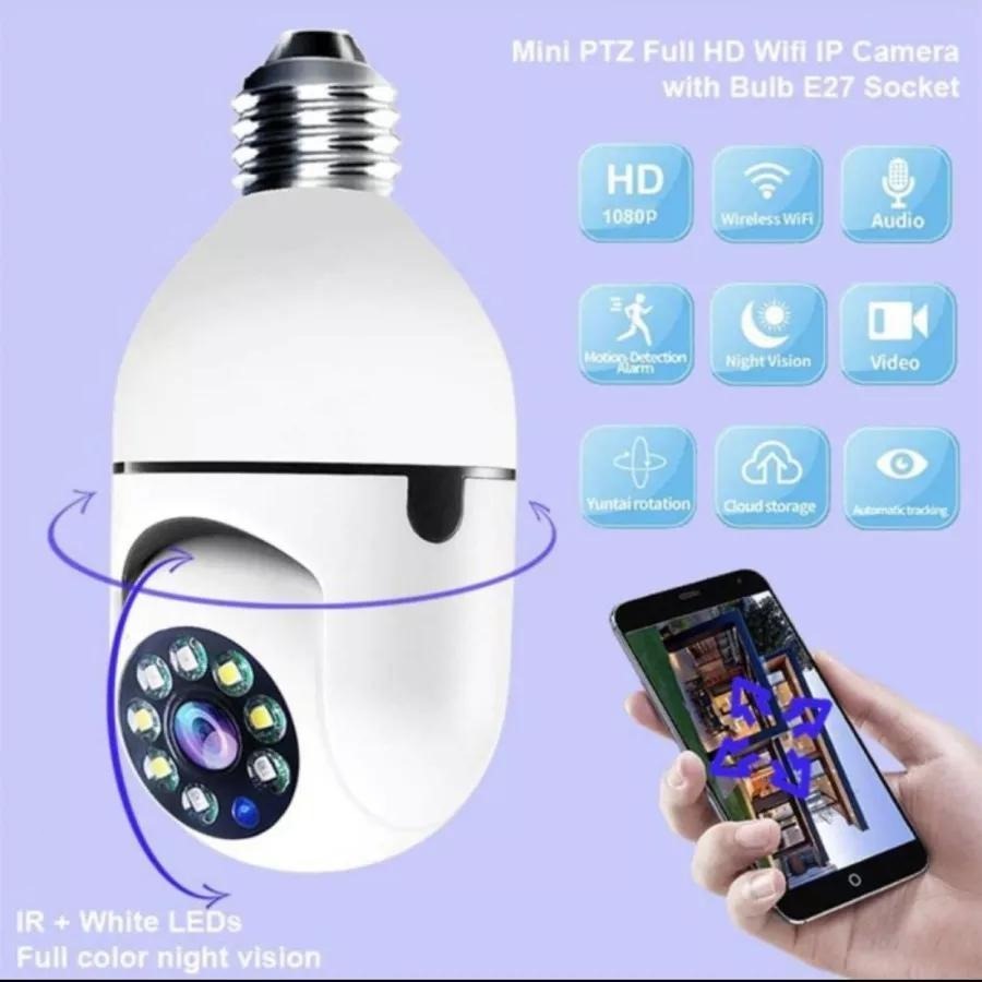Jual COD CCTV Lampu V380 HD 8MP Kamera CCTV Wifi Bohlam 360 Derajat PTZ ...