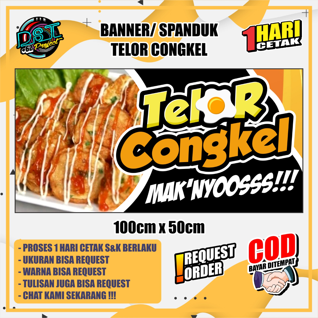 Jual BANNER / SPANDUK TELOR CONGKEL 100 X 50 | Shopee Indonesia