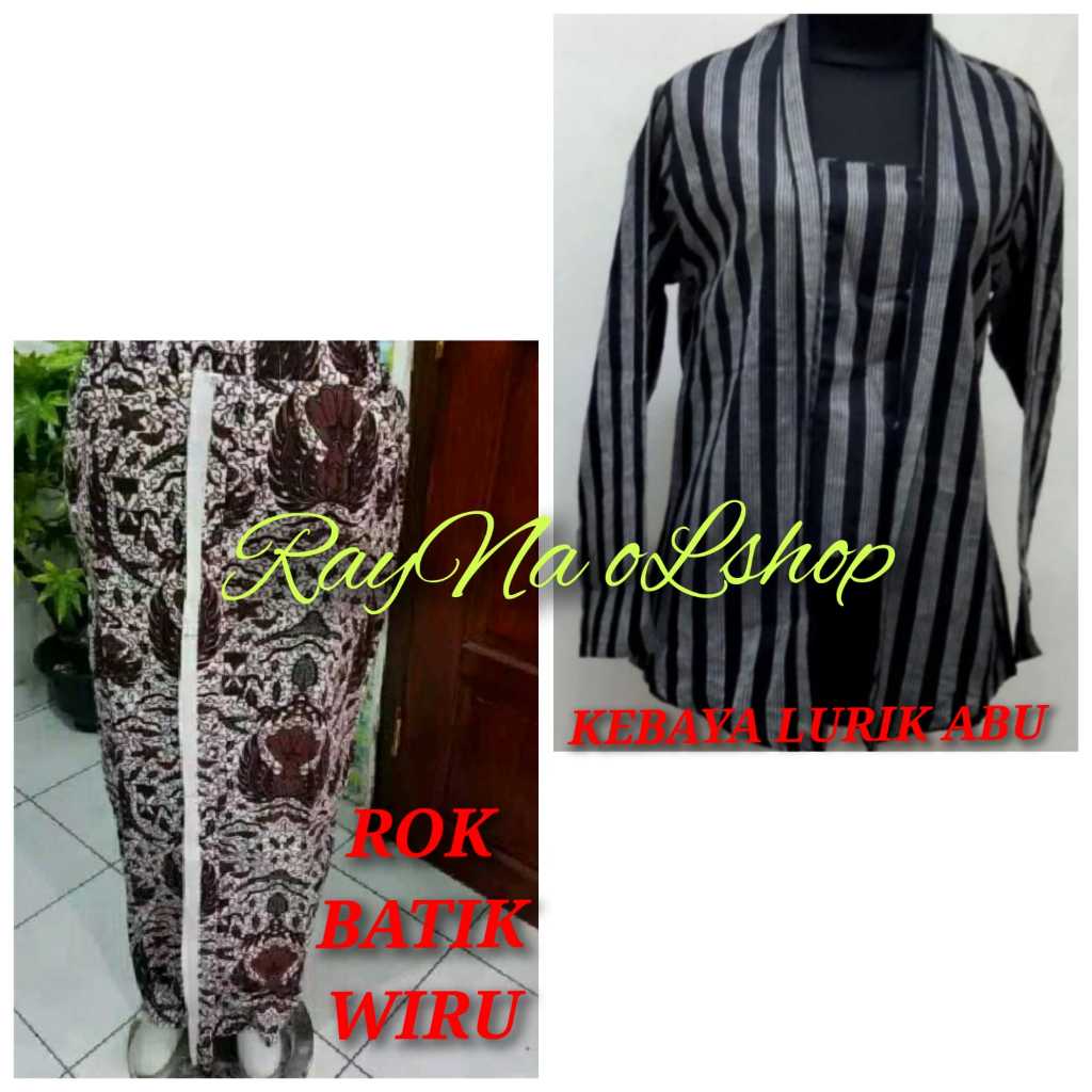 Jual 1 SET BAJU KEBAYA LURIK ABU WANITA + ROK BATIK WIRU, PAKAIAN TENUN MODERN KLASIK KHAS ...