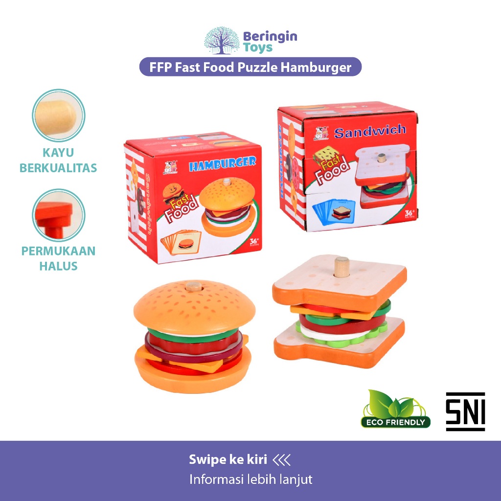 Jual Beringin Toys Mainan Edukasi Fast Food Puzzle Burger Sandwich ...