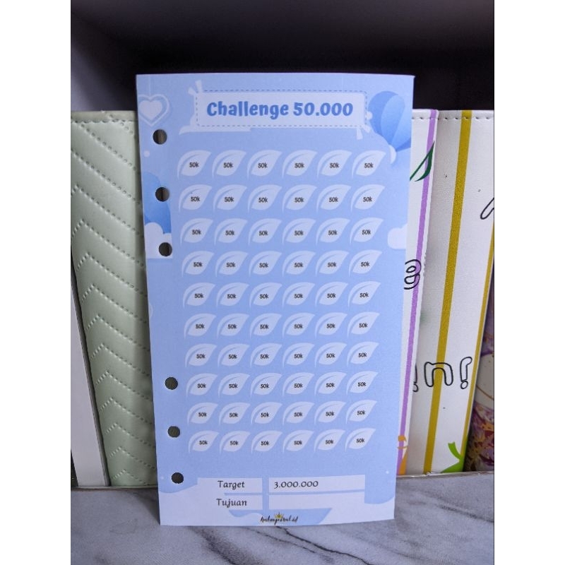 Jual [1 lembar] Kertas saving challenge tantangan menabung A6 6 lubang | ketas isi binder A6 ...