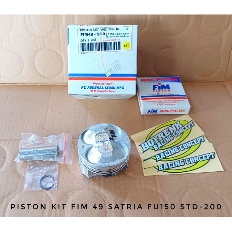 Jual PISTON KIT SEHER SET FIM 49 SUZUKI SATRIA FU 150 PIN 16 UKURAN STD ...