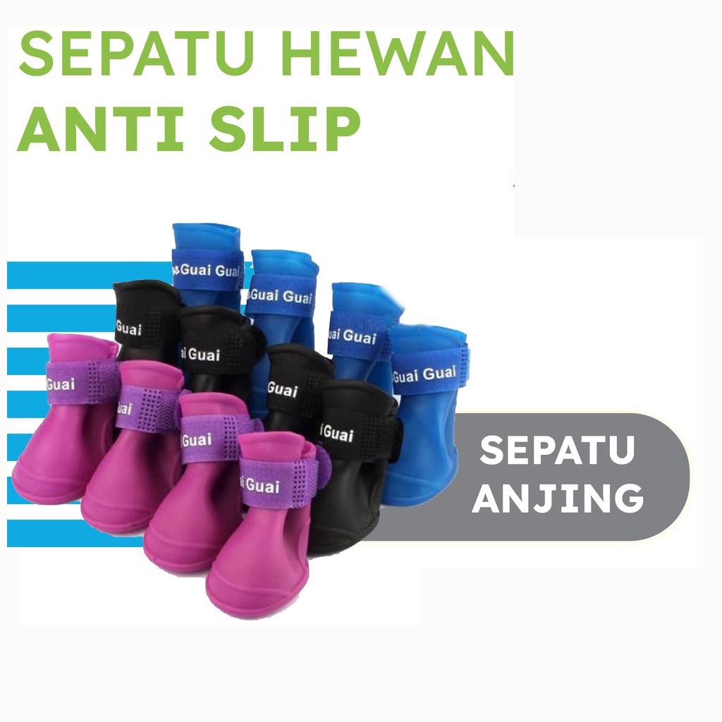 Jual Pet Boots Dog Rubber Shoes SGG01 Set 4pcs Ryu Sepatu Boots Anjing ...