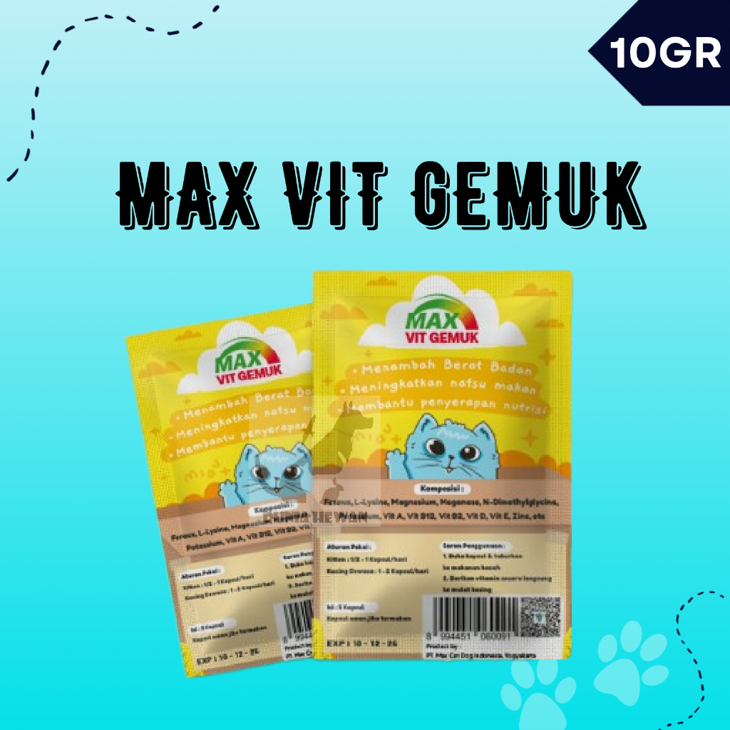 Jual Vitamin Dan Suplemen Penggemuk Kucing Max Vit Gemuk 10gr 10 gr 10g ...