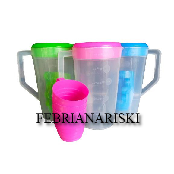 Jual Teko Set Gelas Eskan 4 in 1 Kapasitas 2300ml Water Jug Eskan Set ...