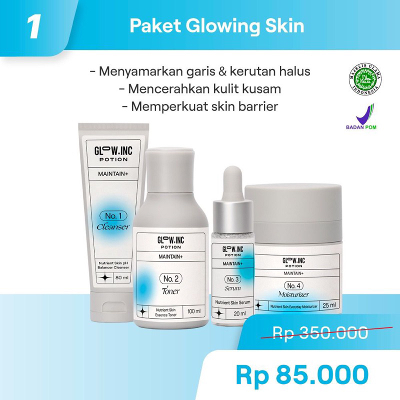 Jual Paket glowing skin by glow inc potion | Shopee Indonesia