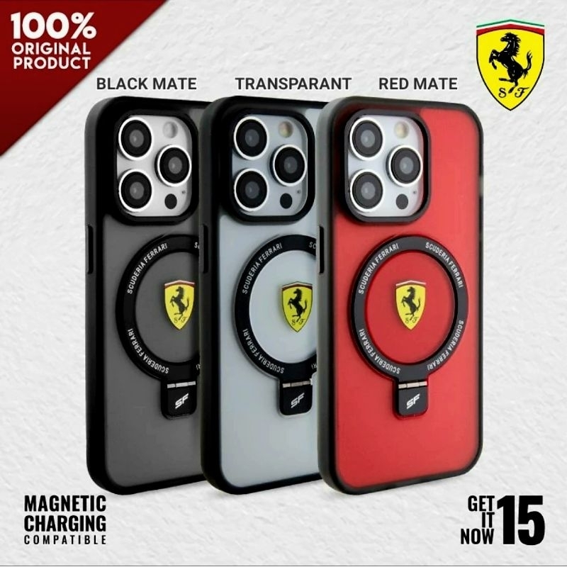 Jual Casing Iphone 15 Pro - Ferrari Magsafe Case Frost BK Outline ...