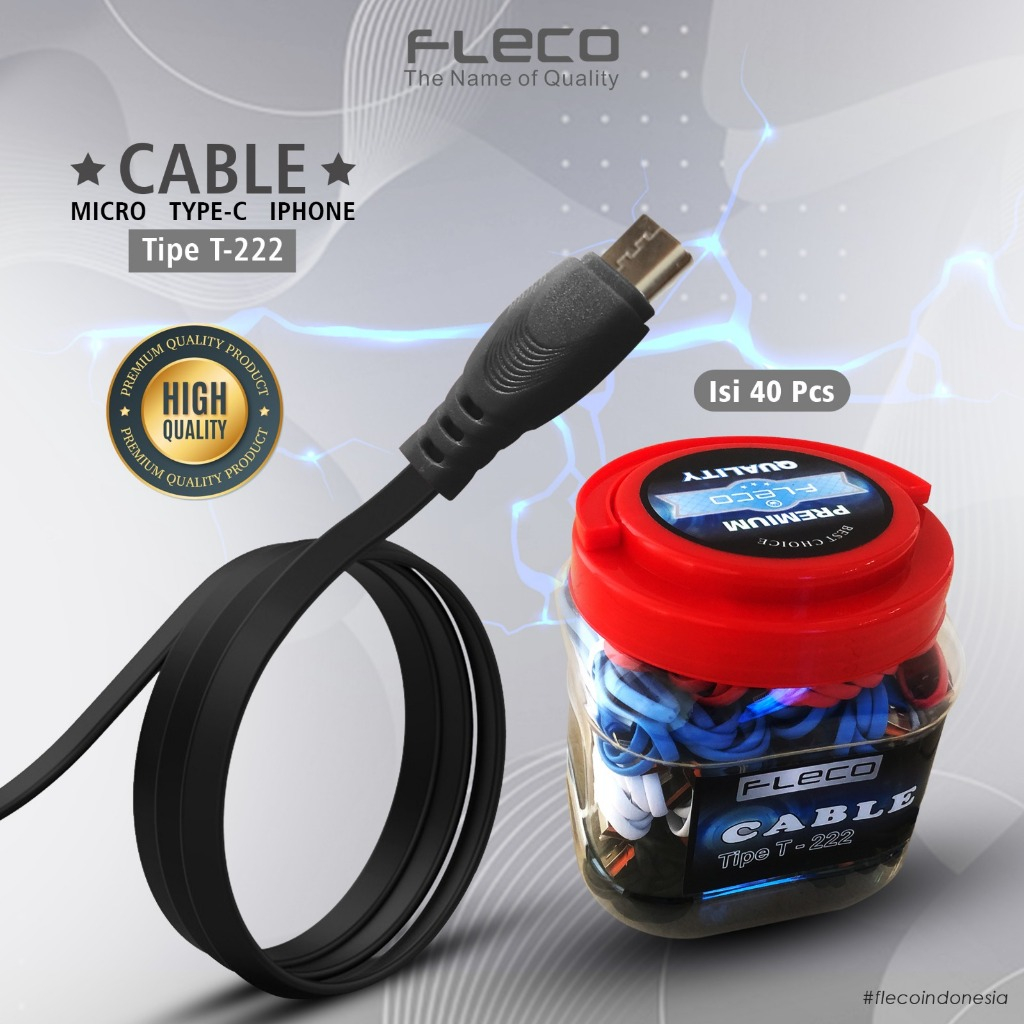 Jual Kabel Data Fast Charging Micro Type c Iphone Fleco T-222 Fast ...