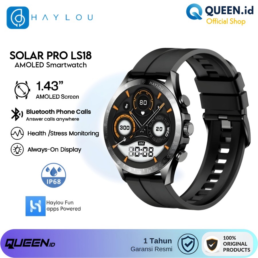 Jual Haylou SOLAR PRO LS18 Smartwatch AMOLED 1.43" AOD IP68 BT Call ...
