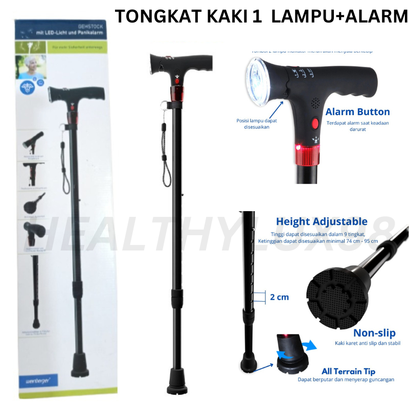 Jual Tongkat jalan High quality premium Alat bantu jalan kaki 1 lampu ...