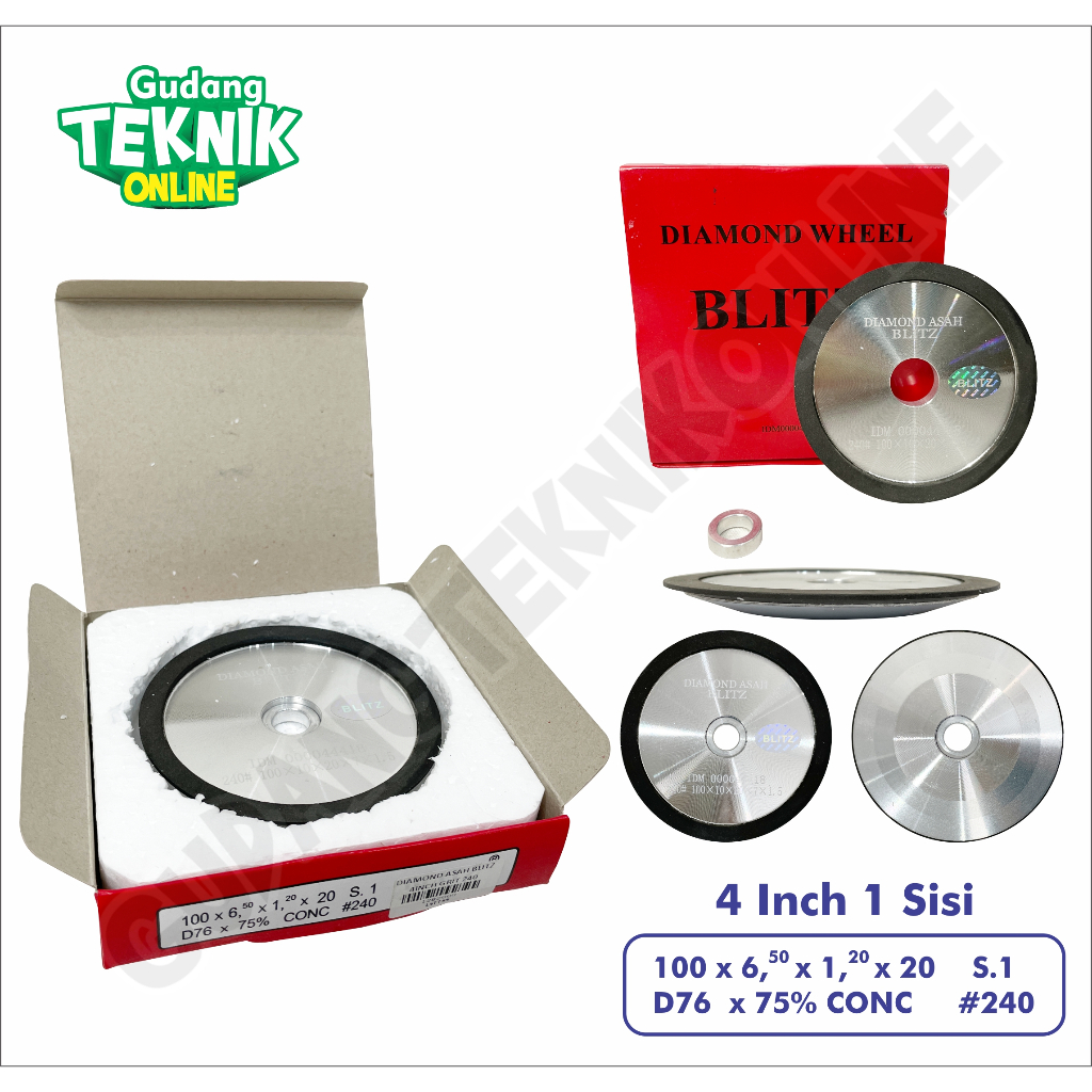 Jual BLITZ 4" 100mm Diamond Wheel Asah 4" Grit 240 BLITZ / Batu Gerinda ...