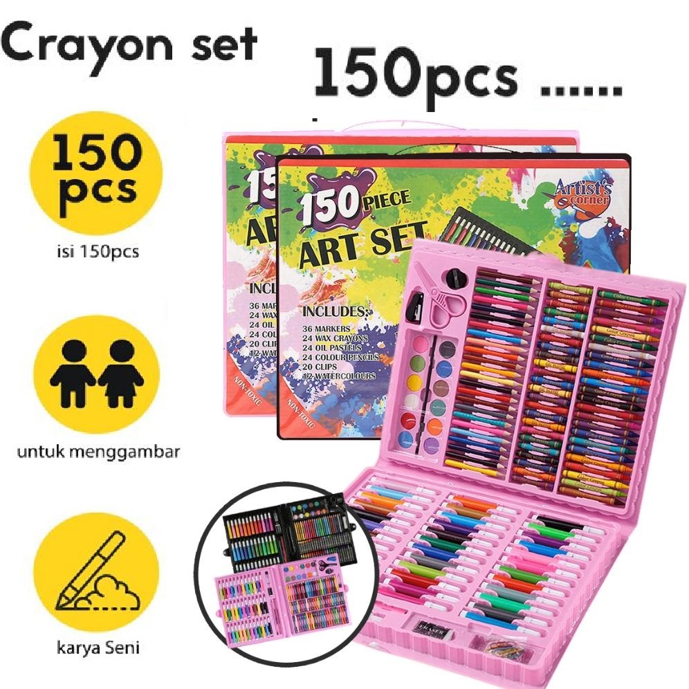 Jual Crayon Set Anak 150 & 208 Pcs Pensil Warna Gambar / Alat Tulis ...