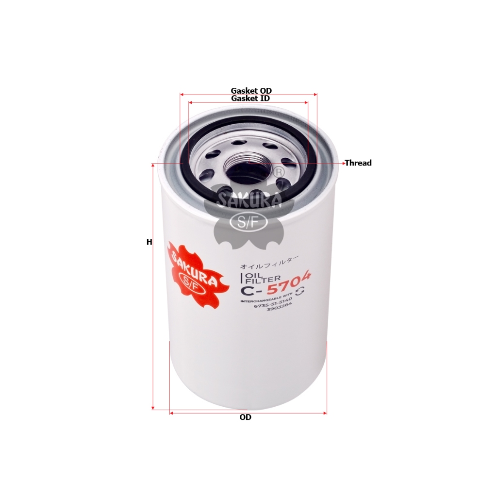 Jual Sakura Filter Oli C-5704 Cummins Genset / Daewoo Excavator DH130-2 ...