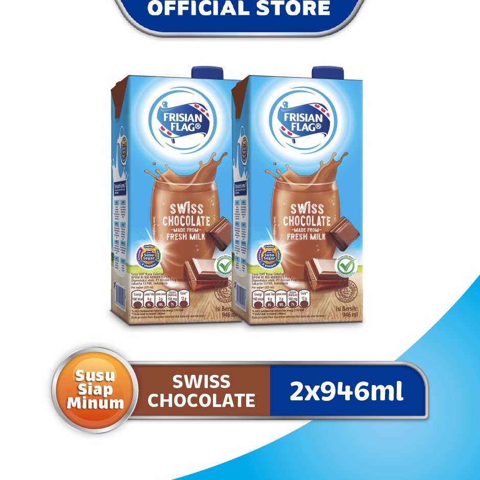 Jual Frisian Flag Family UHT Swiss Chocolate 946 ml x 2 pcs | Shopee Indonesia