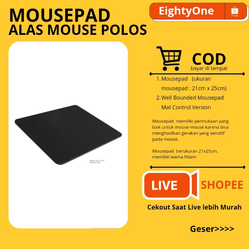 Jual Mousepad Hitam Polos Ukuran 21 X 25 CM | Shopee Indonesia